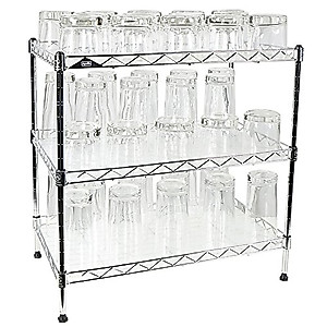 Apollo Hardware Chrome 3-Tier Wire Shelving Unit 20"x12"x20" with Shelf Liner