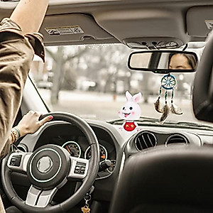 Angoily Rabbit Figurine Shaking Head Toy Bunny Car Dashboard Decoration Bobblehead Fengshui Lucky Statue 2023 Chinese Zodiac Rabbit New Year Car Decor