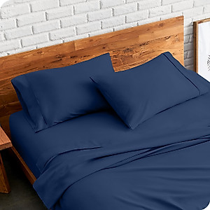 Bare Home Microfiber Pillow Cases - King Size Set of 2 - Cooling Pillowcases - Double Brushed - Dark Blue Pillowcases 2 Pack - Easy Care (King Pillowcase Set of 2, Dark Blue)