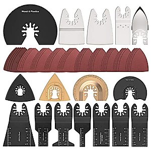 66pcs Oscillating Tool Blades, Oscillating Multitool Saw Blades Accessories Kit for Fein Multimaster, Bosch, Makita, Milwaukee, Rockwell, Ryobi, Craftsman, Ridgid