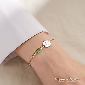 MignonandMignon Personalized Initial Birthstone Bracelet Friendship Birthday Gift For Her Gold Jewelry - 2HCBR-LBS