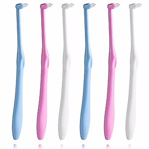 LOVEWEE End-Tuft Tapered Trim Toothbrush, 6 PCS Tufted Toothbrush Interspace Brush Wisdom Gap Toothbrush for Orthodontic Braces Bridges Line and Detail Cleaning