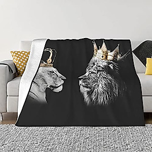 NETEDA Lion Blanket Queen and King Throw for Adults Lioness Couple Super Warm Soft Plush Lightweight Fleece Flannel Winter Bedding Gifts Women Kids 60'x80'