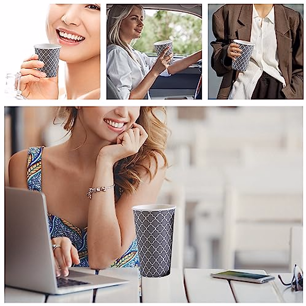 Lamosi 180 Pack 8oz Disposable Coffee Cups, Paper Cups, Hot/Cold Drinking Cup, Grey Disposable Cup, Paper Hot Coffee Cup, Paper Cup for Office, Picnic, Cafes