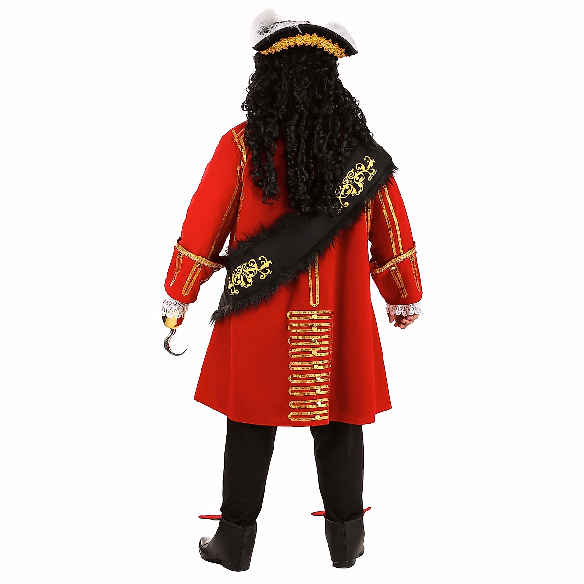Men's Plus Size Captian Hook Costume, Elite Captian Hook Halloween Outfit, Red Pirate Captain 3X