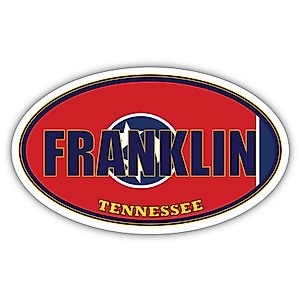 Franklin City Tennessee State Flag | TN Flag Williamson County Oval State Colors Bumper Sticker Car Decal 3x5 inches
