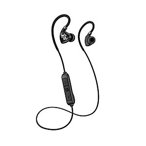 JLab Fit 2.0 Bluetooth Enabled Wireless Sports Earbuds | Bluetooth 4.1 | 10mm Titanium Drivers | 6 Hour Battery Life | IP55 Sweatproof | Flexible Memory Wire | Black