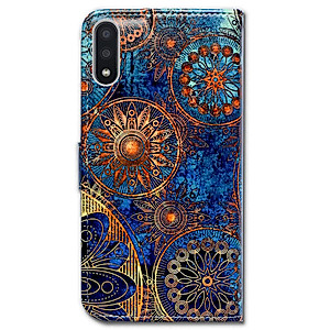 Bcov Case for Galaxy A01, Gorgeous Colours Circle Mandala Leather Flip Case Wallet Cover with Card Slot Holder Kickstand for Samsung Galaxy A01