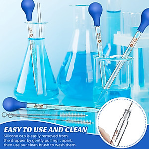 Weewooday Glass Droppers Pipettes Graduated Lab Dropper Glass Liquid Pipette with Big Rubber Hats 20 cm Stir Rod Washing Brush Transfer for Liquid Essential Oil(16 Pieces,Blue,10 ml)