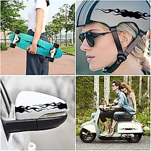 OIIKI 10Pcs Black Car Flame Decals, 5.7"x1.2" Flame Shape Stickers, Universal Car Reflective Stickers 14.5cmx3cm for Motorcycles, Car Decoration (5 Pairs)