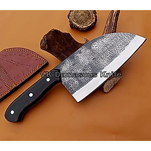 Custom Handmade Cleaver I Serbian Chef knife I Chopper I Outdoor Cooking Knife with Horizontal Carry Sheath G10 Handle 13 inches 2185