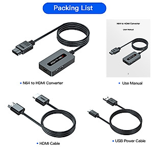 TIXILINBI N64 to HDMI Converter, Support 4 : 3 and 16 : 9 Aspect Ratio Output Switch, Nintendo64 to HDMI Cable Compatible with Nintendo N64/ Super SNES/NGC