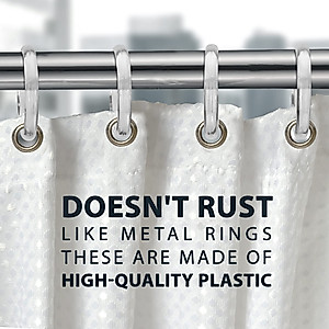 DecorRack 24 Clear Jumbo Shower Curtain Rings, 2 Sets of Large Plastic C Shape Shower Hooks, Ring Hangers with Clip for Bathroom Shower Curtain Rod (Set of 24)