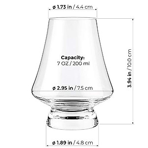 LUXBE - Bourbon Whisky Crystal Tasting Glass Snifter, Set of 4 - Classic Tasting Glasses with Narrow Rim - Handcrafted - Good for Cognac Brandy Scotch - 7-ounce/200ml