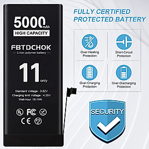 FBTDCHOK [5000mAh Upgraded Replacement Battery Compatible with iPhone 11, [New Version] Ultra High Capacity 0 Cycle A+ Battery Replacement for iPhone 11, with Complete Repair Tool Kit