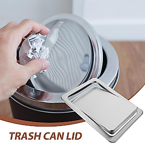BESTOYARD Trash Bin Lid Only Swing Top Trash Can Lid Replacement Recessed Counter Top Cover Stainless Steel Waste Bin Lid Swing Flap Lid Cover