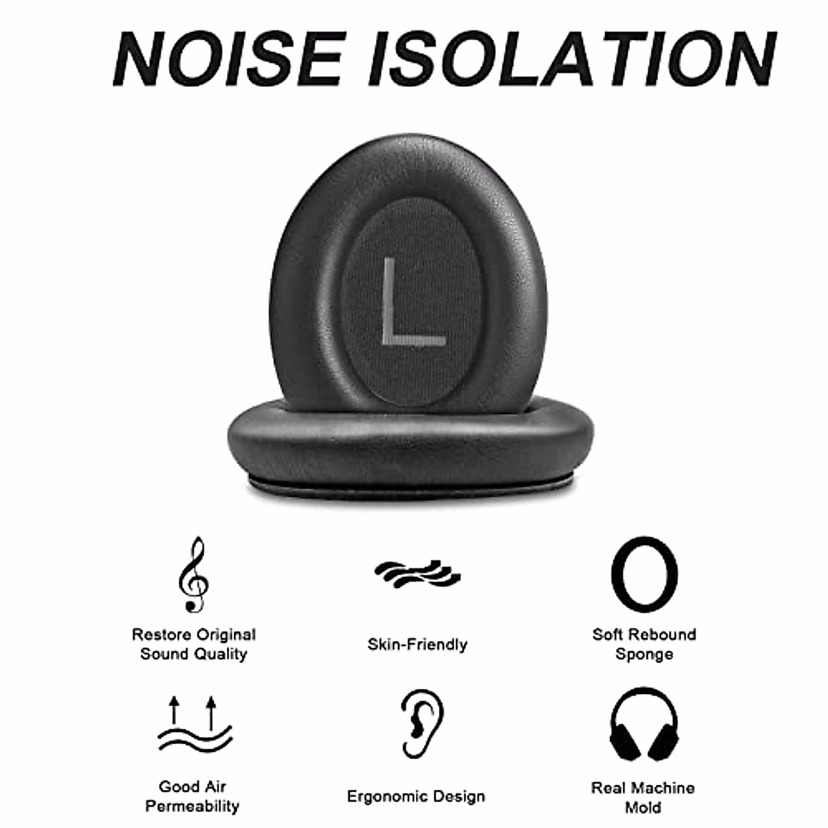 GVOEARS QC45 Earpads Replacement Premium Ear Pads Cushions for Bose QuietComfort 45, QC45 Headphones Comfortable Memory Foam(Black)