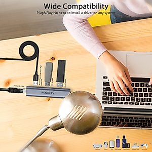 USB C to Ethernet Adapter, 4-in-1 USB C Hub with 3 USB 3.0 and RJ45 to Gigabit Ethernet LAN Network Adapter for MacBook Pro/Air 2021/2020/2019, iPad Pro 2021, Chromebook, XPS, Surface Book 3/2/Go
