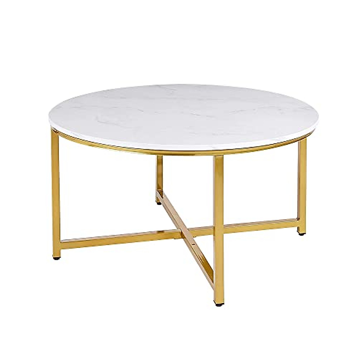 AZL1 Life Concept Modern Round Coffee Table for Living Room, Sofa Center Table for Dining Room, Modern Marble Tabletop with Gold Metal Legs, Marble.