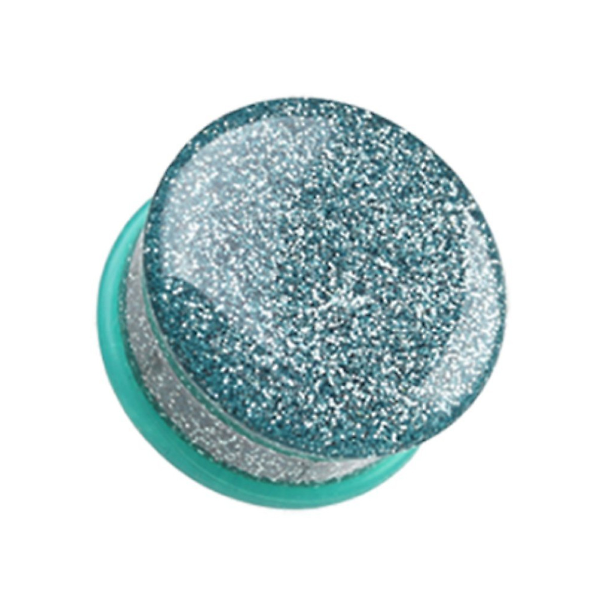 Glitter Shimmer Single Flared Ear Gauge Freedom Fashion Plug (Sold by Pair) (0 GA, Aqua)
