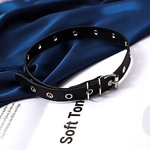 MILAKOO Women Men Cool Punk Goth Leather Collar Choker Necklace (Black)