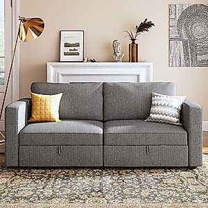HONBAY Loveseat Sofa with Storage Seat, 2 Seater Couch Oversized Modular Sofa Love Seats for Living Room, Light Grey
