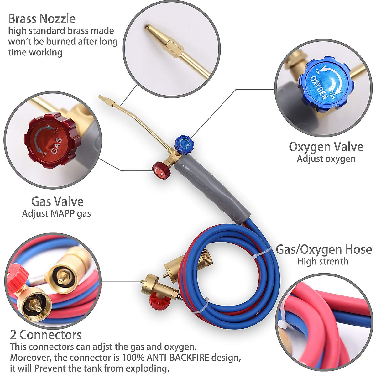 Brass Oxygen MAPP/Propane Welding Torch| Duel Fuel by Oxygen and MAPP PRO/Propane For Welding Brazing Soldering,