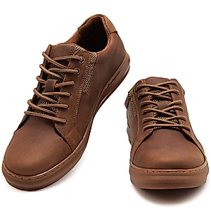 Men's Brown Suede Leather Casual Oxford Sneakers Everyday Fashion Walking Shoes for Men Size 13