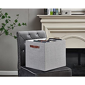 DECOMOMO Cubby Storage Bins | 13x15x13inch Fabric Storage Cubes for Kallax Shelves Cloth Nursery Decorative with Handles (Grey, Kallax - 15"L X 13"W X 13"H - 3P)