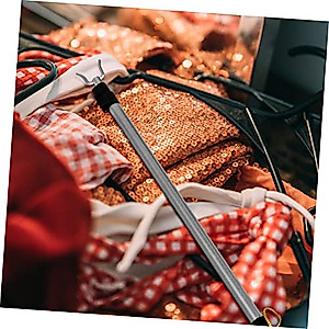 Alipis 1pc Closet Clothes Rail Stainless Steel Shelf Adjustable Shower Rod Shower Curtain Rod Hooks Clothes Poles for Hanging Clothes Closet Reacher Pole Reach Pole with Hook Silver Heavy