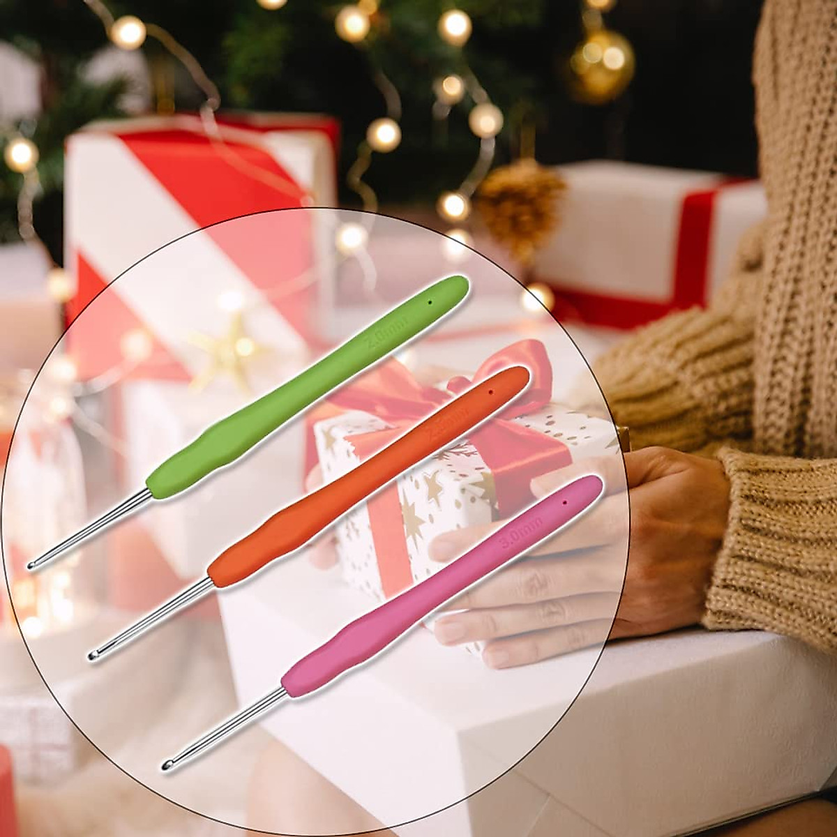 Crochet Hooks 2.0mm 2.5mm 3.0mm Crochet Needles QLRFFLJOY 3 pcs Crochet Hook Set DIY Yarn Weaving Tools for Knitting Gloves, Shoes, Bags, Hats, Socks, Scarf