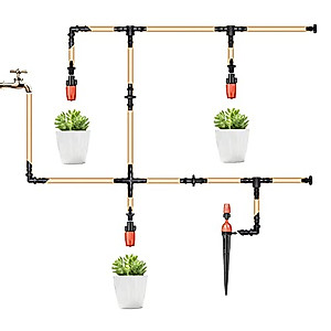 Irrigation Fittings Kit Drip Barbed Tubing Connectors for 1/4 Inch Tube, Flower Pot Garden Lawn 280 Pcs ( Elbows, End Plug, Straight Barbs, Tees, 4-Way Coupling (1/4" Irrigation Fittings Kit, Black)