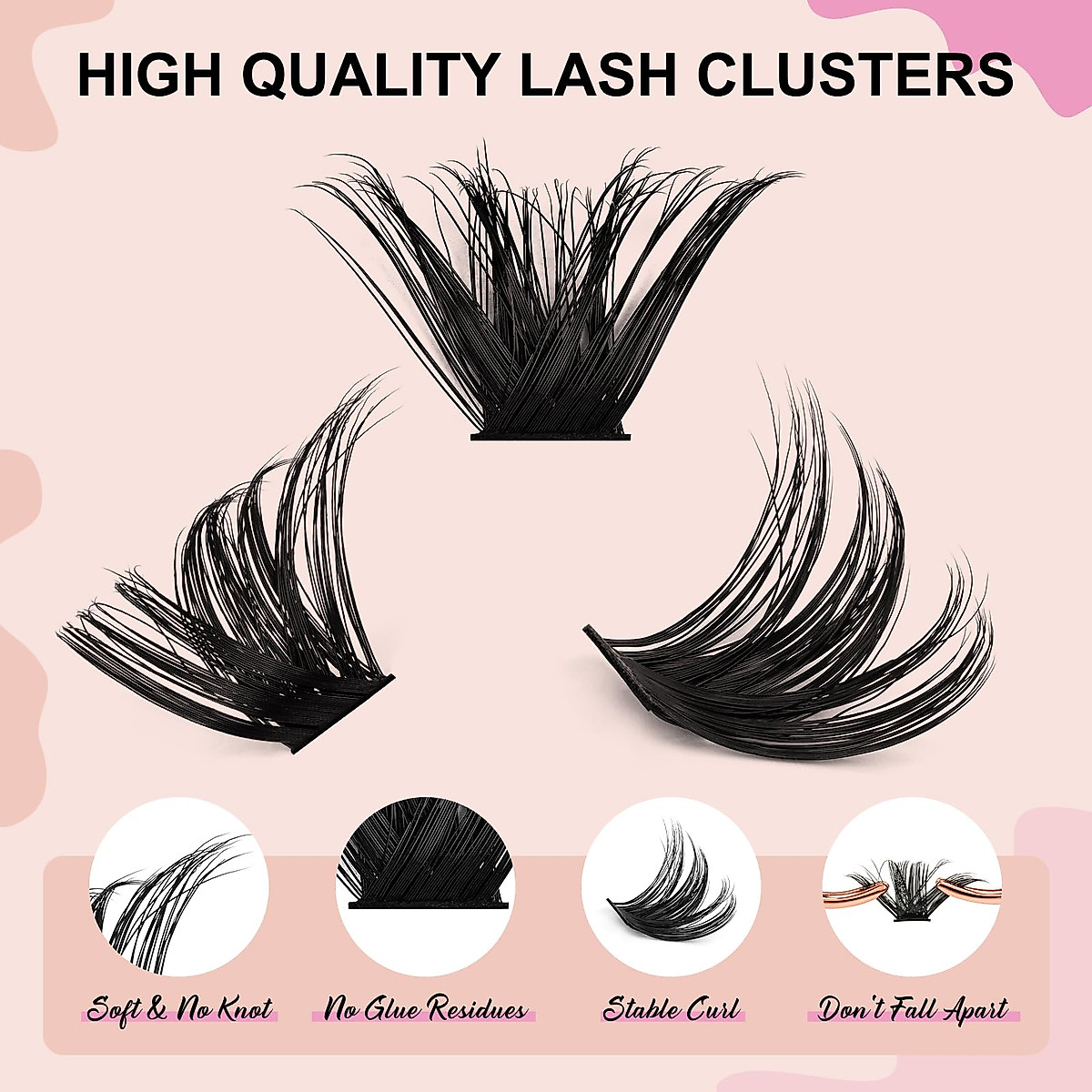 Lash Clusters 144 Pcs, Crislashes Cluster Lashes D Curl 12-18mm Mixed Fluffy Eyelash Clusters Wispy Manga Lashes Look Reusable at Home Lash Extension (Fluffy,D curl 12-18mm)