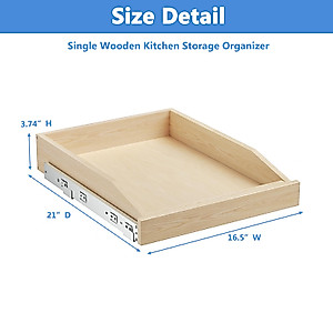 LOVMOR Single Pull Out Cabinet Organizer 16½”W x 21”D, Soft Close Slide Out Drawer Storage Shelves for Kitchen, Wood Cabinet Shelf Pull-Out Organizer Storage for Base Cabinet