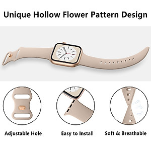 Sport Bands Compatible with Apple Watch Band 41mm 40mm 38mm, Silicone Waterproof Strap for Apple Watch SE2 SE Series 10 9 8 7 6 5 4 3 Women Men, Beige, 38/40/41/42mm(Series 10)