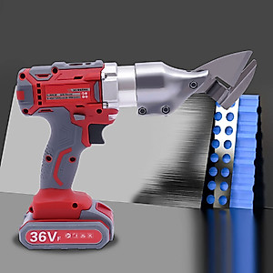 Unndysrt 21V Heavy Duty Electric Metal Shear with Speed Swivel Head and 2x Batteries 600W Cordless Tin Snips for Cutting Stainless Steel, Aluminum & Plastic Sheets Professional Metal Cutter Scissors