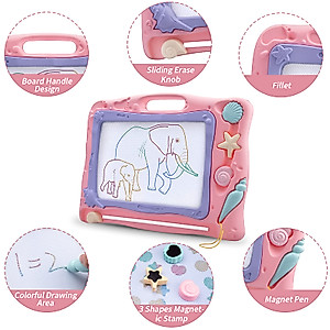 Automoness Magnetic Drawing Board for Kids, Toddler Toys for 1-4 Years Boys & Girls, Color Erasable Doodle Writing Pad, Learning Painting Pad, Preschool Educational Toy for Toddlers, Kids Gift (Pink)