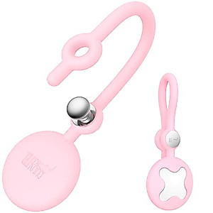 ELFRhino AirTag Case for Apple Airtag Holder, Silicone Airtag Keychain, Airtags 1 Pack Protective Cover for Luggage, Keys, Dog Collar, Backpacks, Multi-Color Airtag Accessories(Long Pink x1)