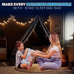 Dinosaur Sleeping Bags – Cozy Sleeping Bag for Boys Girls Aged 2-12 – Glow in The Dark Dinosaur Design – Ultra-Soft and Comforting Kids Sleeping Bag – 33 x 66-inch