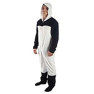 Seven Times Six Panda Bear Adult Black and White Union Suit Pajama Sleepwear with Detachable Mask Hood (XX-Large)