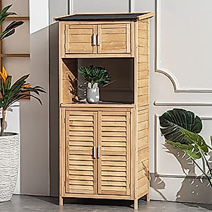 MCombo Outdoor Wood Storage Cabinet, Sheds & Outdoor Storage, Garden Shed Tool Sheds with Potting Bench for Backyard, 1111
