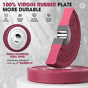 FEIERDUN 2" Color Olympic Bumper Plate Weight Plate for Strength Training - 100% Virgin Rubber