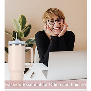 DREAMING MY DREAM 40oz Tumbler with Handle, H2.0 Tumbler Reusable Vacuum, Insulated Tumbler With Lid and Straws, Insulated Cup, Leak Resistant Lid (Red Rust)