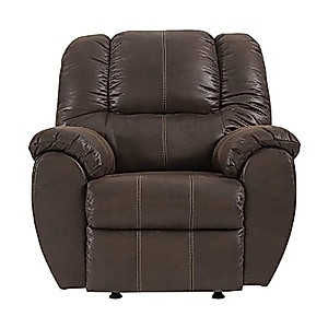 Signature Design by Ashley McGann Modern Faux Leather Manual Pull Rocker Recliner, Brown