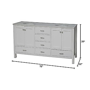 Kitchen Bath Collection Horizon 72-inch Double Bathroom Vanity (Engineered Carrara/White): Includes White Cabinet with Engineered Carrara Countertop and White Ceramic Sinks