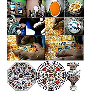 48" x 24" Inch White Marble Dining Table/Coffee Table Italian Pietra Dura Design Outdoor Indoor Table, Office Table, Conference Table