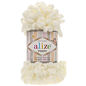 4 skn/Ball Alize Puffy Baby Big Loop Blanket Yarn 100% Micropolyester Soft Yarn 400gr 39.3 yds (62-Cream)