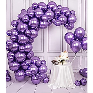 SUWEN Purple Metallic Balloons Kit 67PCS 10 Inch 5 Inch Different Sizes Latex Helium Shiny Chrome Dark Purple Balloons for Birthday Graduation Anniversary Party Decorations