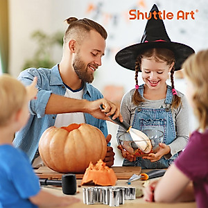 Shuttle Art 29PCS Halloween Pumpkin Carving Kit, 22 PCS Stainless Steel Pumpkin Carving Stencils with 4 Electronic Candles & 3 Carving Tools, Easy Safe Fun and Durable for Kids Adults Pumpkin Carving
