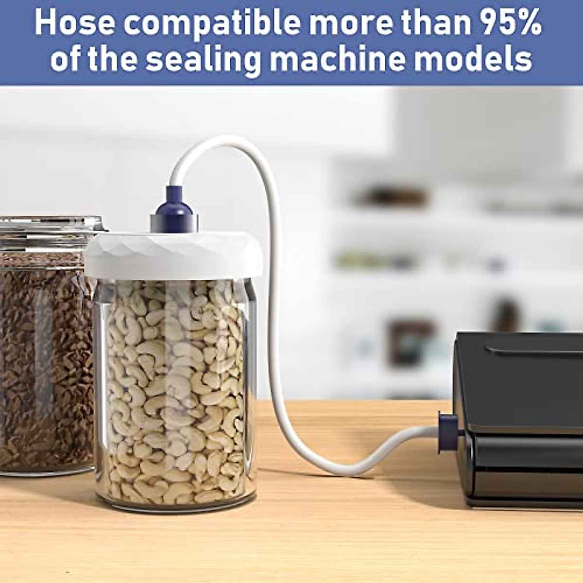 Jar Vacuum Sealer for Mason-Electric 6 in 1 Food Sealer Jar Sealer Handheld Vacuum Sealer Air Pump Kit for Wide and Regular Mouth Mason Jar Compatible with Vacuum Sealer Machine Attachment